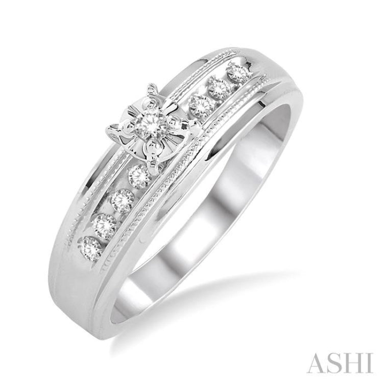 3.1 MM Round Sapphire and 1/4 ctw Baguette and Single Cut 3.1 MM Round Sapphire and 1/4 ctw Baguette and Single Cut